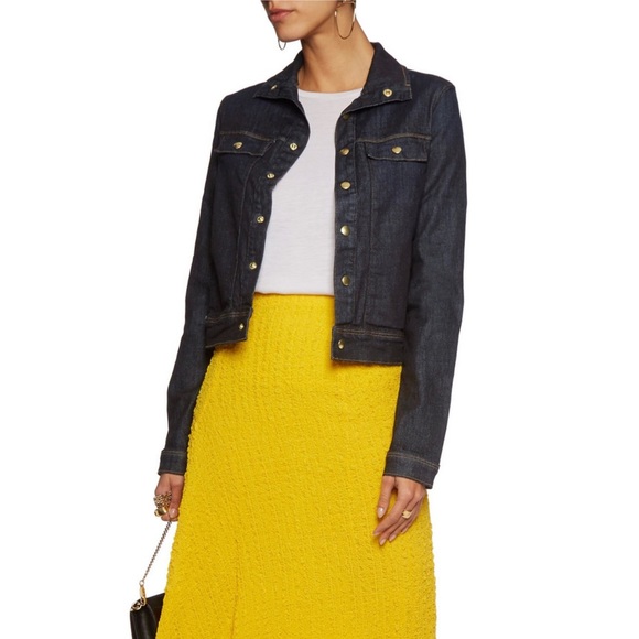 Frame Denim | Jackets & Coats | Frame Dark Indigo Denim Snap Jacket In ...